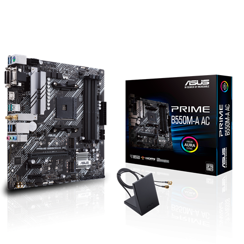 ASUS Prime B550M-A AC Socket AM4 Micro-ATX AMD B550 4xDIMM DDR4 2xM.2 ...